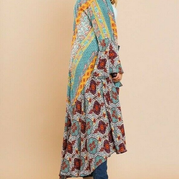 Umgee | Tops | Umgee Kimono Cardigan Boho Mixed Print Duster | Poshmark